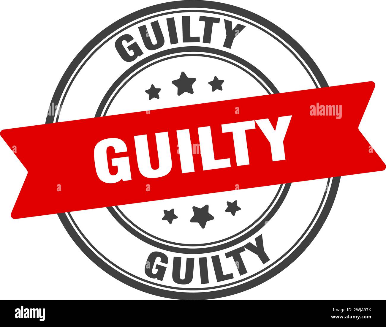 guilty stamp. guilty round sign. label on transparent background Stock ...