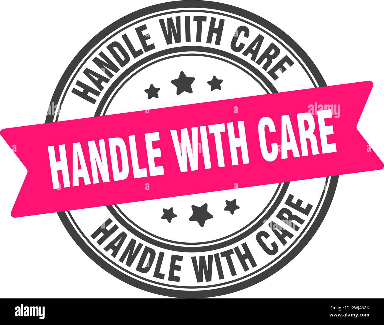 handle with care stamp. handle with care round sign. label on ...