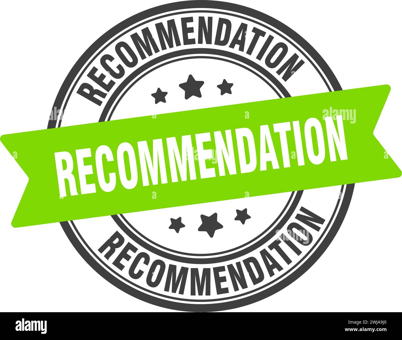 recommendation stamp. recommendation round sign. label on transparent ...