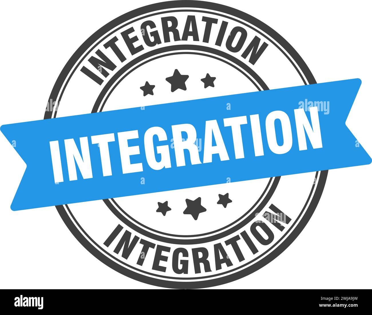 integration stamp. integration round sign. label on transparent ...