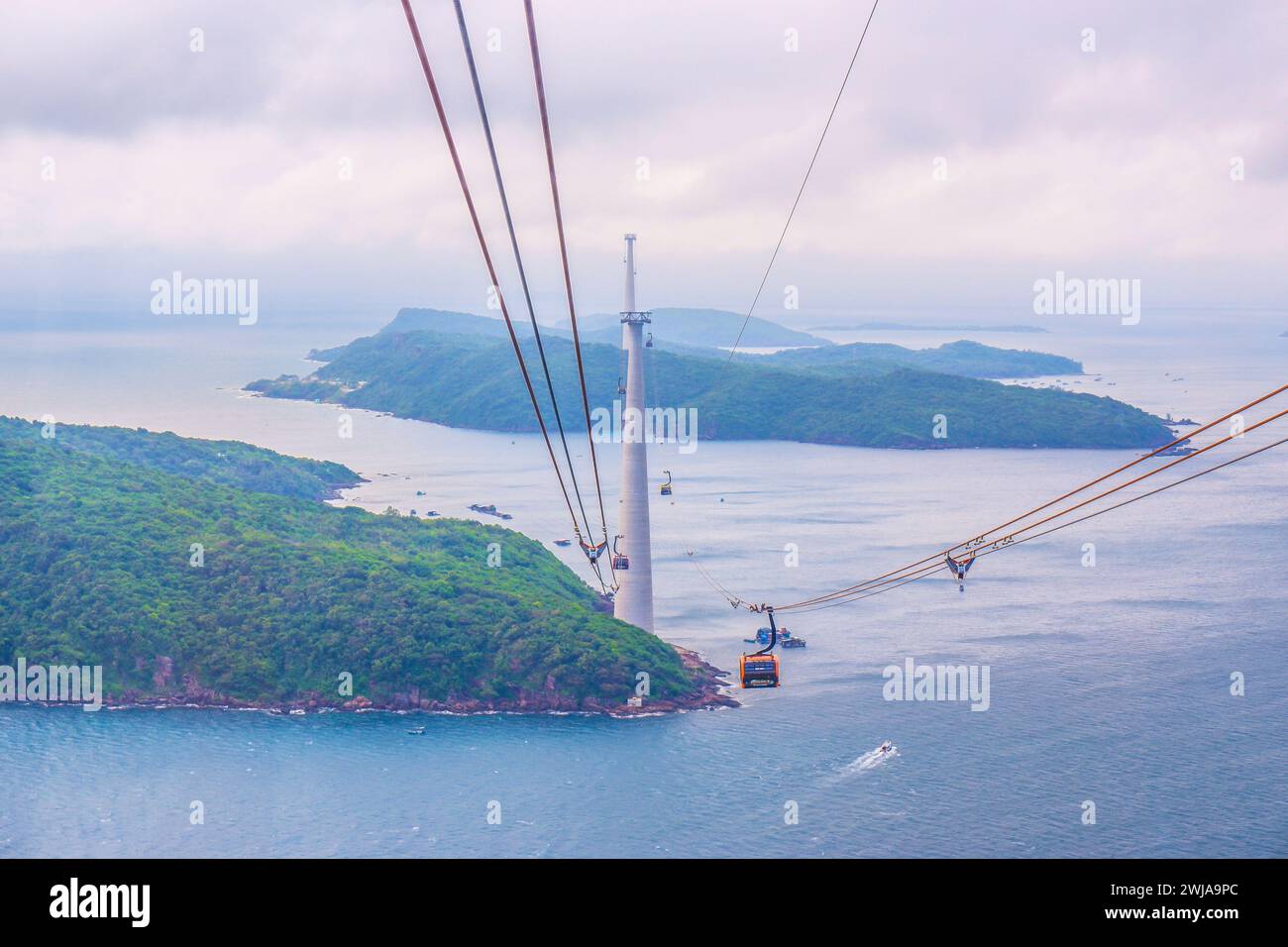 View of longest cable car ride in the world, Phu Quoc island, Vietnam ...