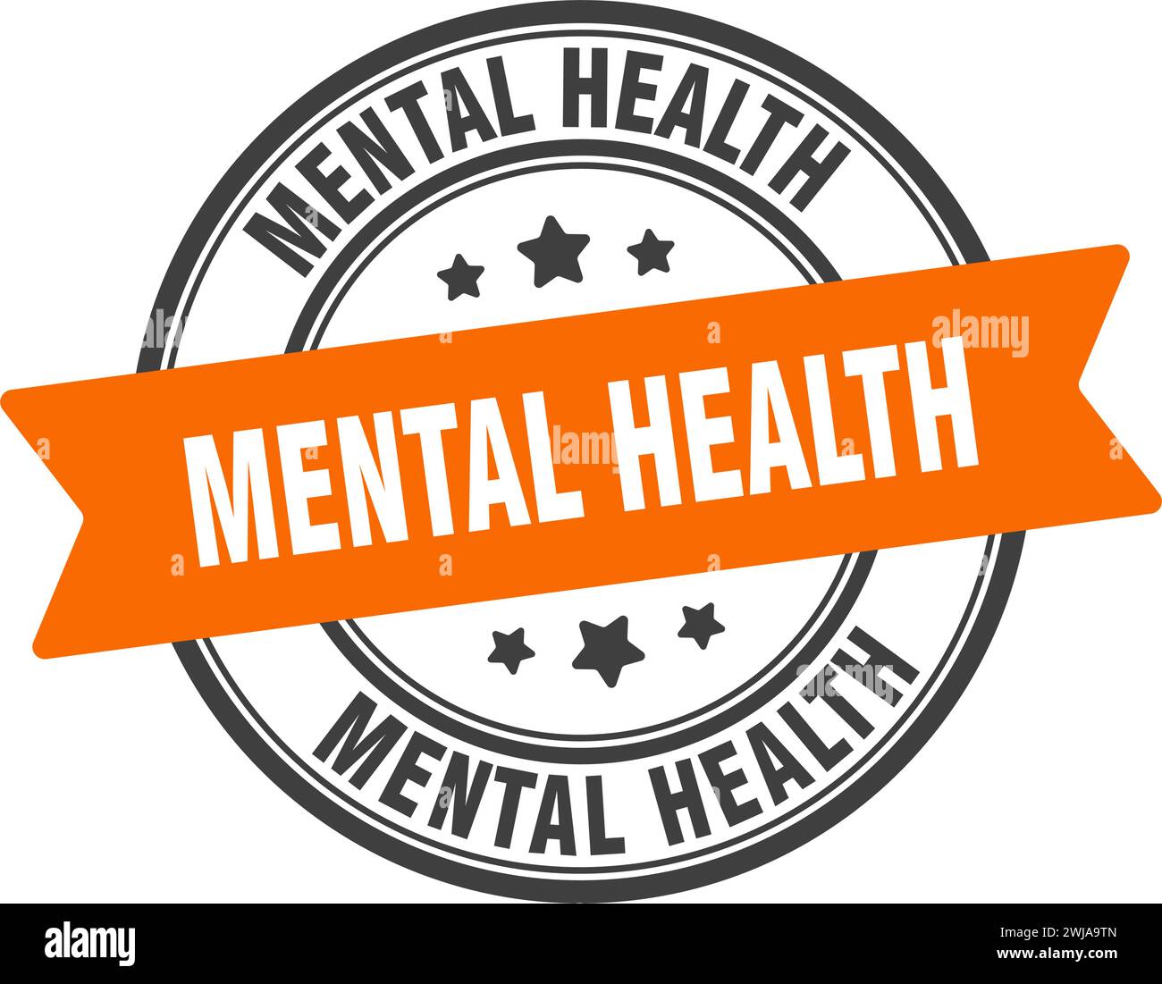 mental health stamp. mental health round sign. label on transparent ...