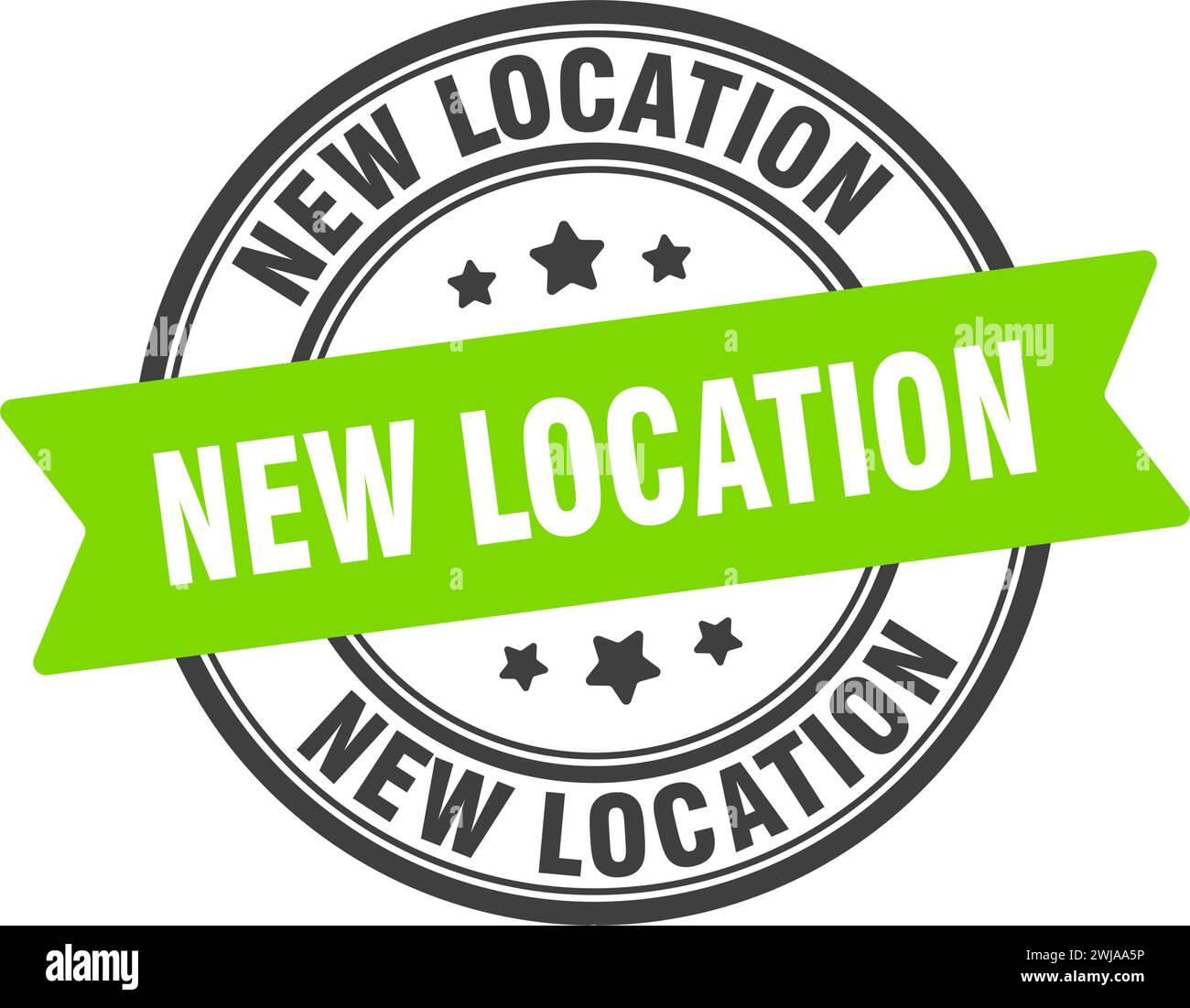 new location stamp. new location round sign. label on transparent ...