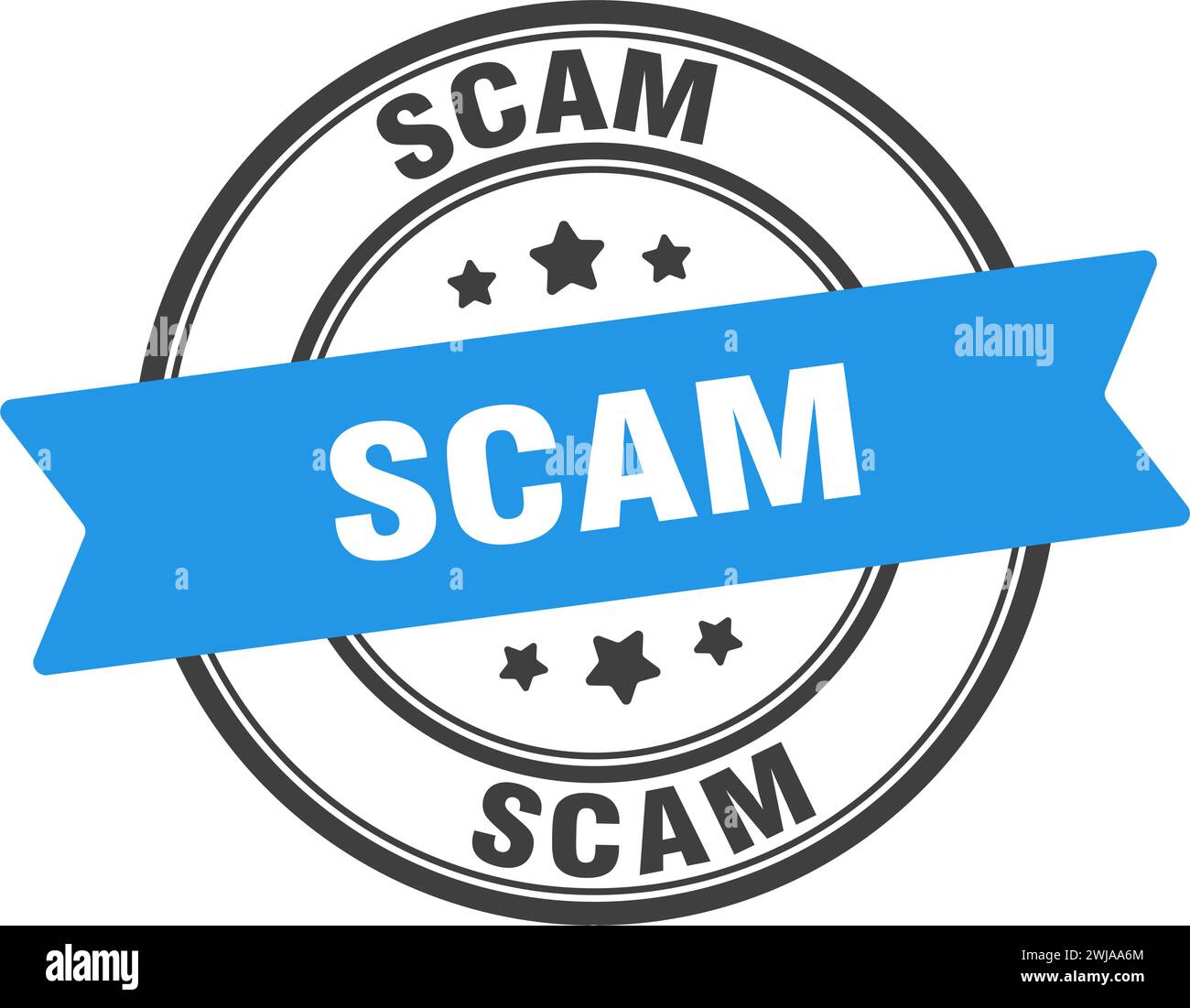 scam stamp. scam round sign. label on transparent background Stock ...