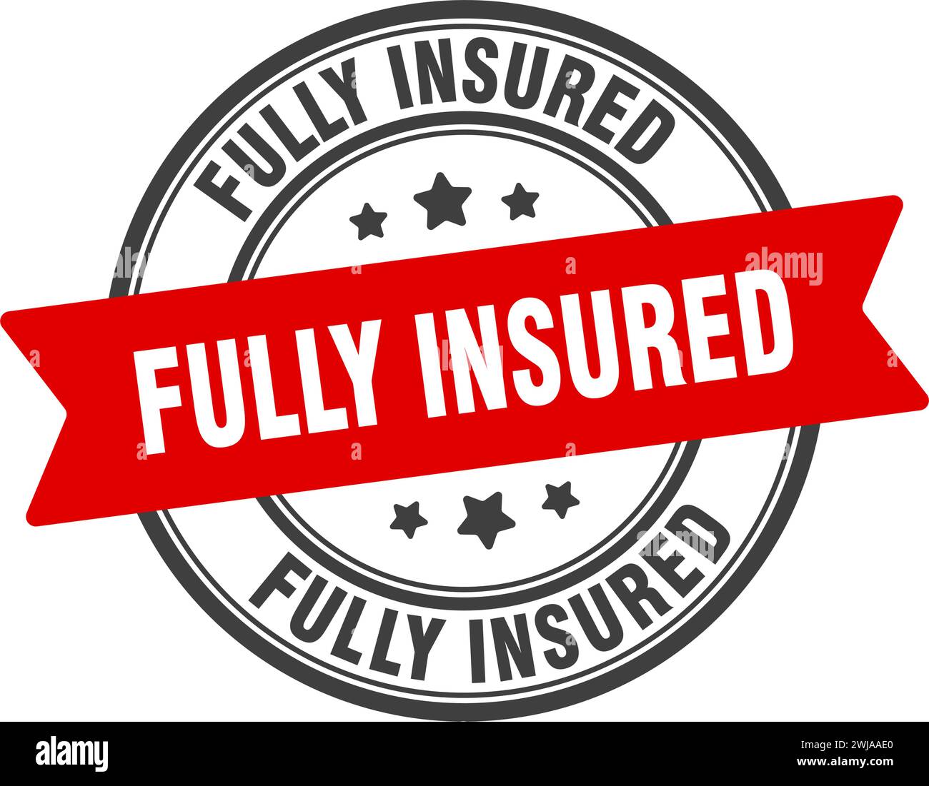 fully insured stamp. fully insured round sign. label on transparent background Stock Vector ...