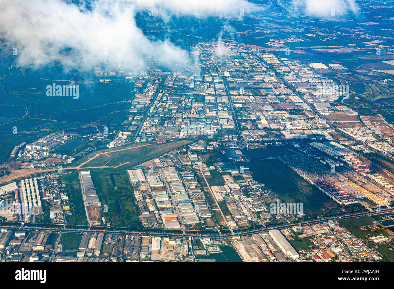 aerial view of the neighborhood of suvarnabhumi airport in Bangkok ...