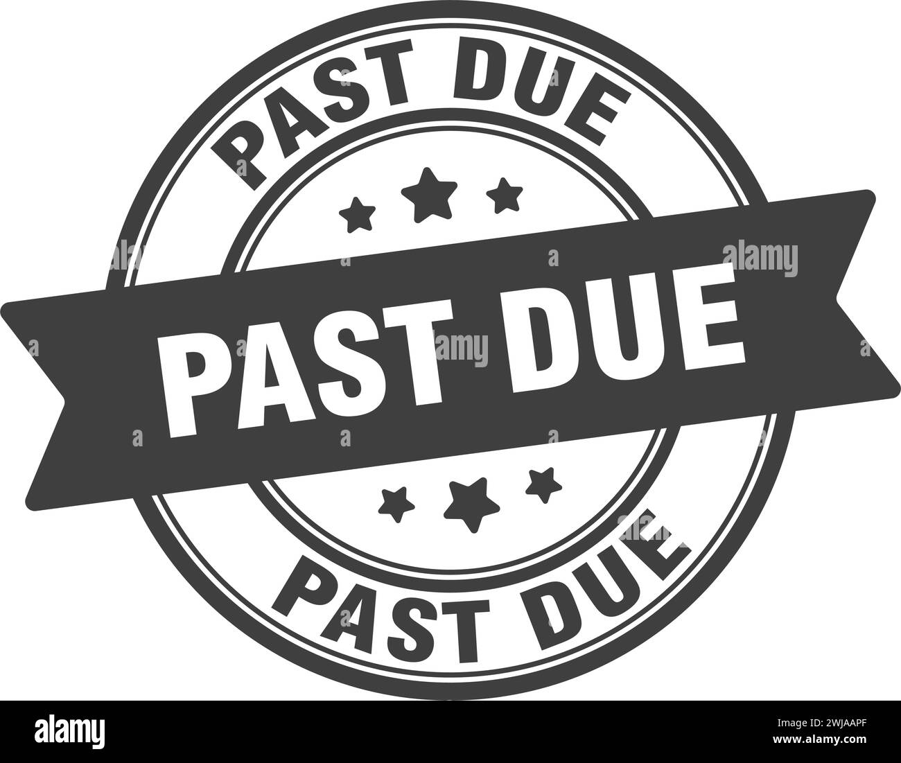 past due stamp. past due round sign. label on transparent background ...