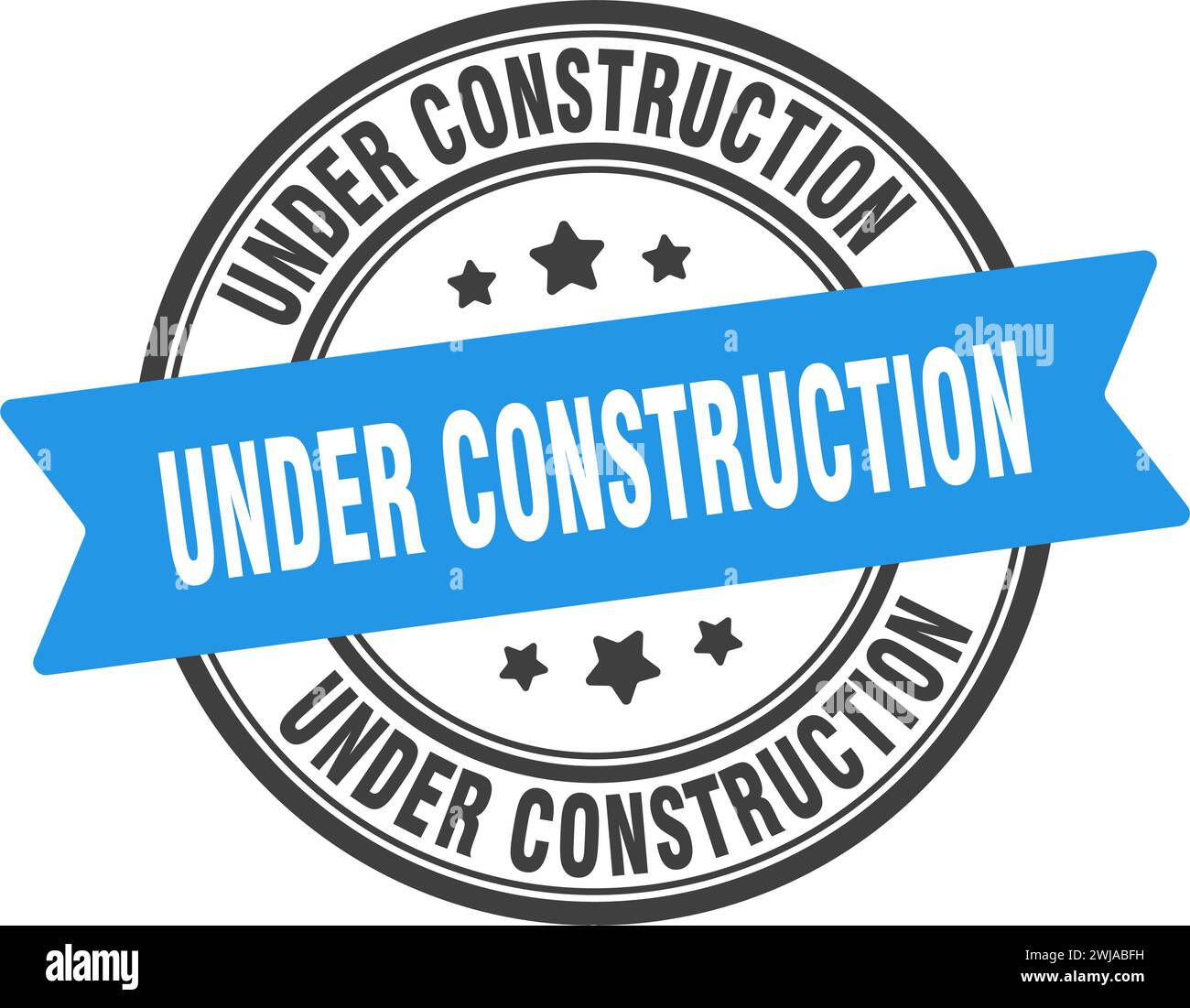 under construction stamp. under construction round sign. label on ...