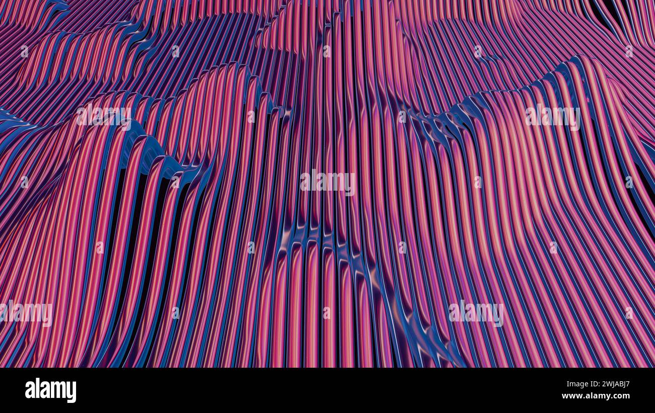 Waves of dynamic waveforms with effects, creating a visually rhythmic and harmonious composition ...