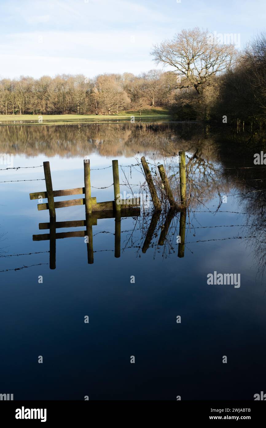 Flooded and water logged ground after heavy rain, large expanse of ...