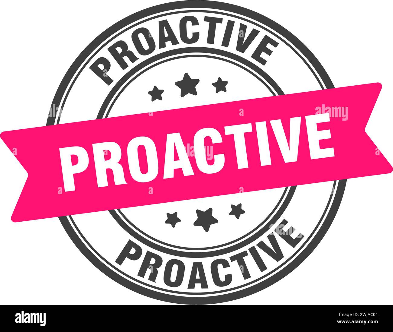proactive stamp. proactive round sign. label on transparent background ...
