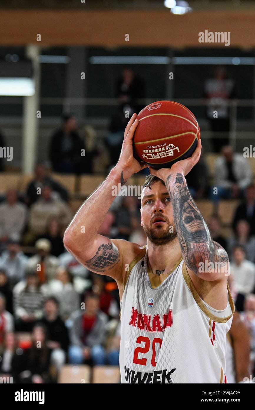 Monaco, Monaco. 13th Feb, 2024. Monaco player #20 Donatas Motiejunas is ...