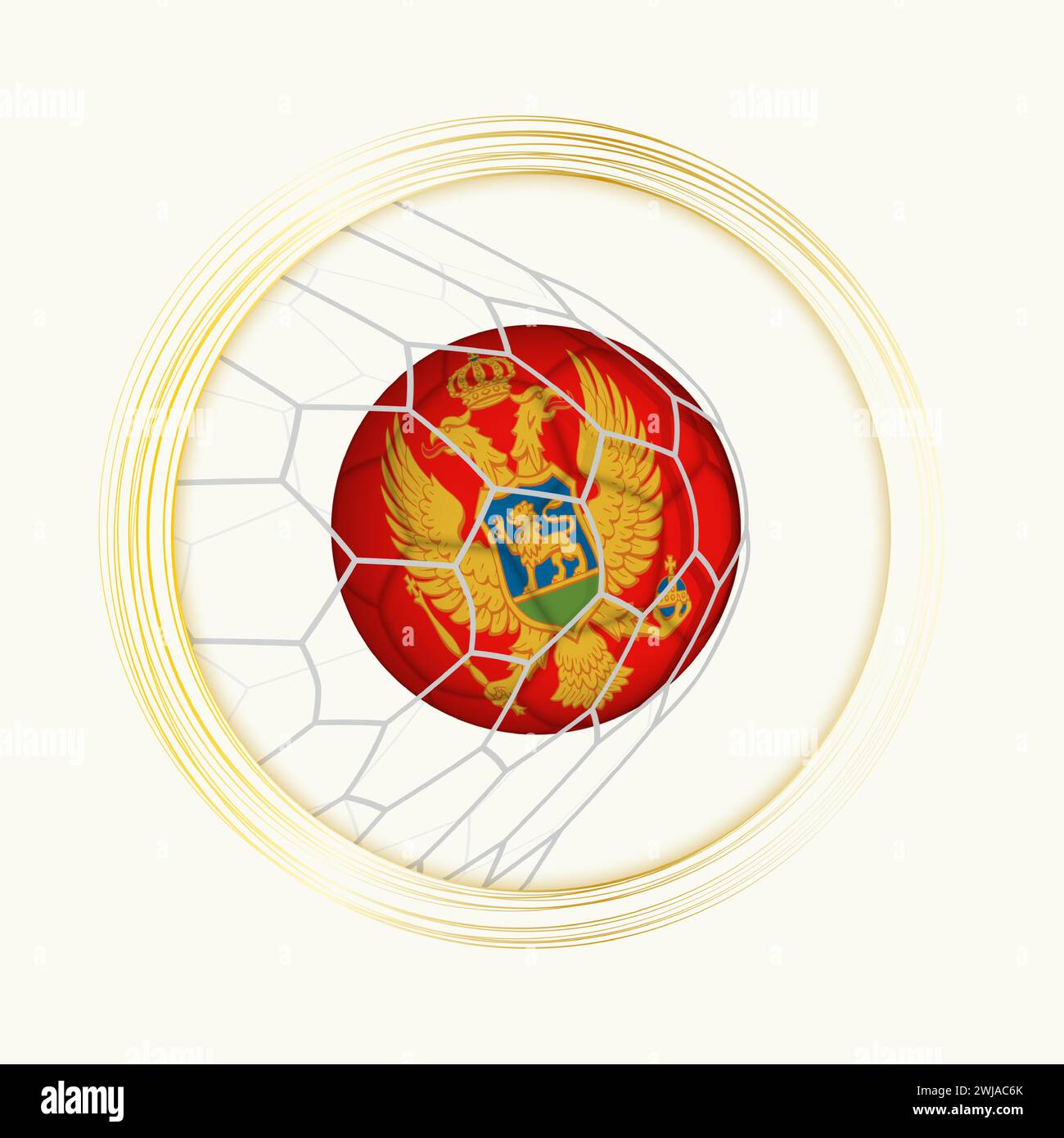 Montenegro scoring goal, abstract football symbol with illustration of ...