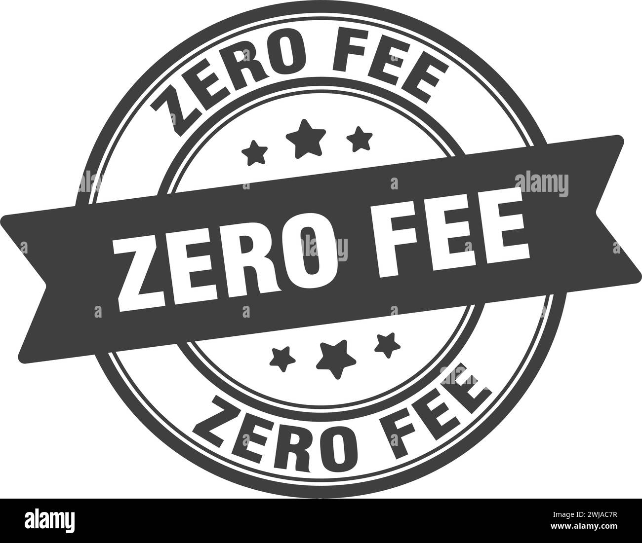zero fee stamp. zero fee round sign. label on transparent background ...
