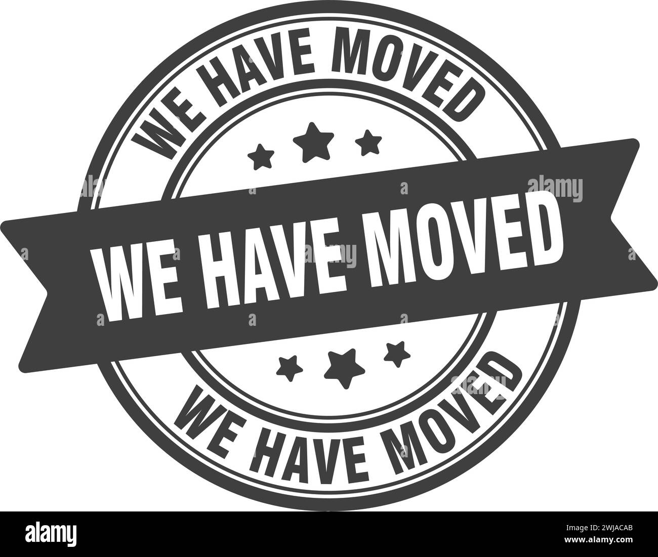 we have moved stamp. we have moved round sign. label on transparent ...