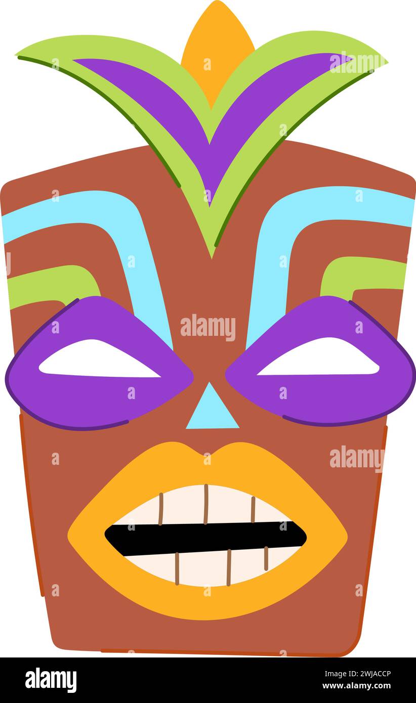 hawaiian tiki mask cartoon vector illustration Stock Vector Image & Art ...