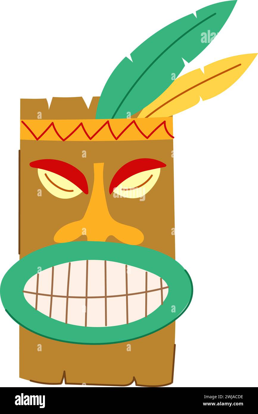 polynesian tiki mask cartoon vector illustration Stock Vector Image ...