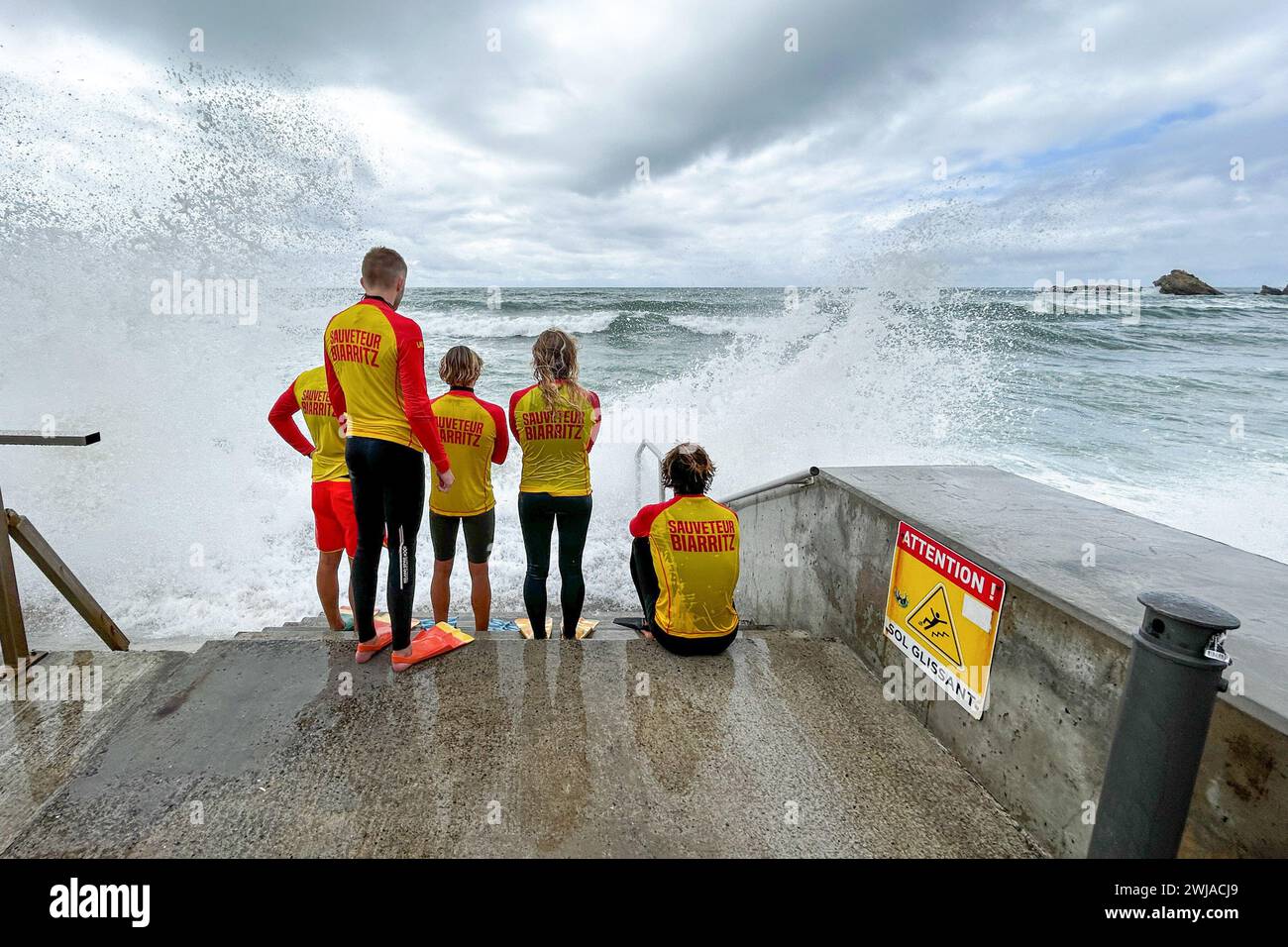Lifeguards in Biarritz, along the “Cote des basques” coastal area ...