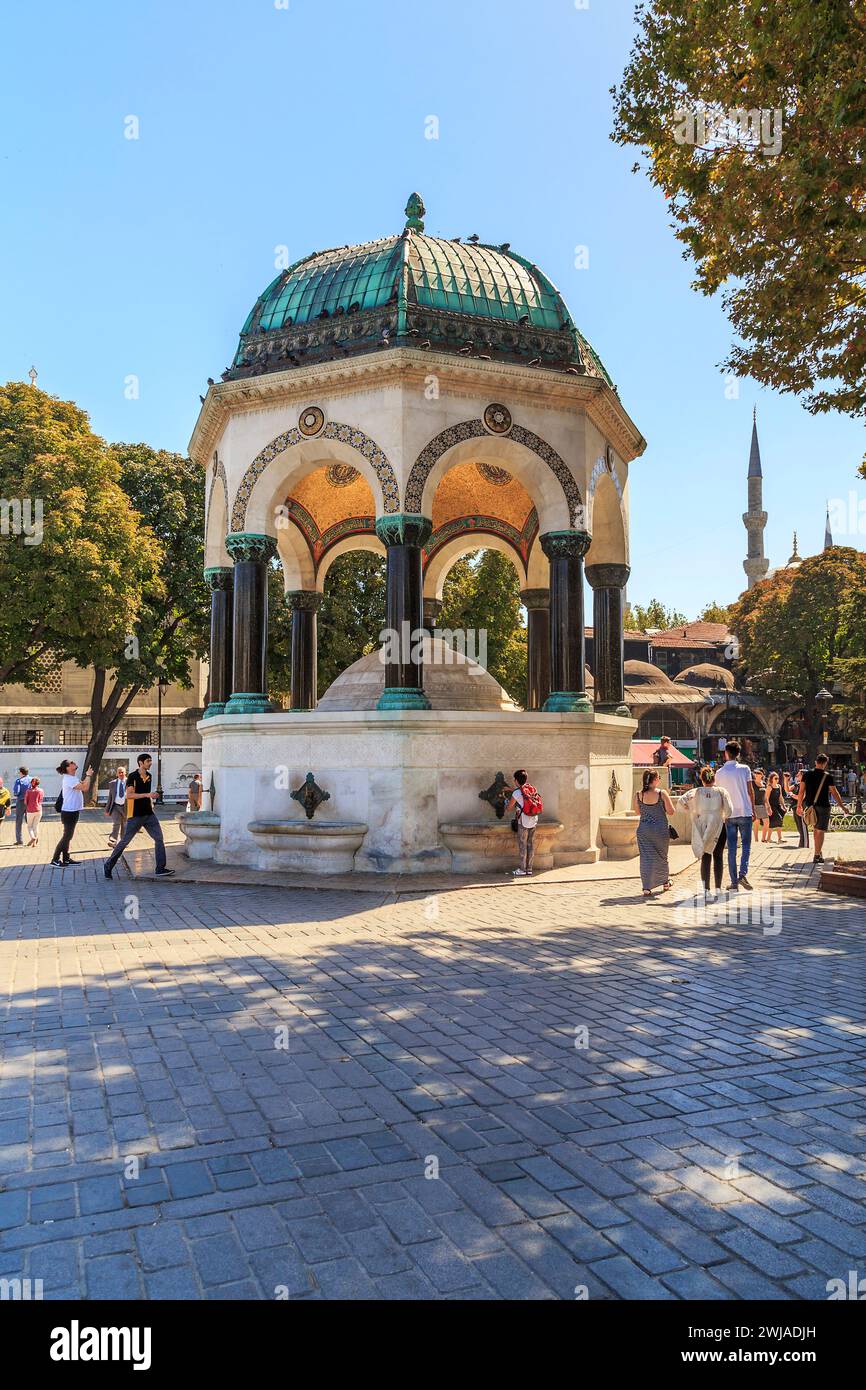 ISTANBUL, TURKEY - SEPTEMBER 13, 2017: The German Fountain is a ...