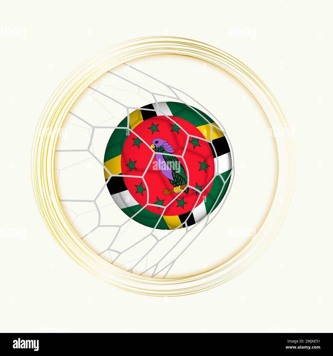 Dominica scoring goal, abstract football symbol with illustration of ...
