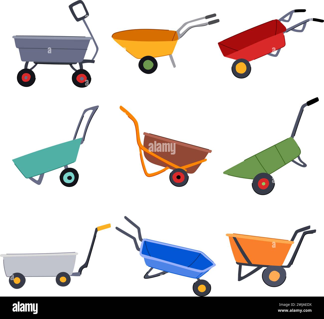 wheelbarrow set cartoon vector illustration Stock Vector Image & Art ...