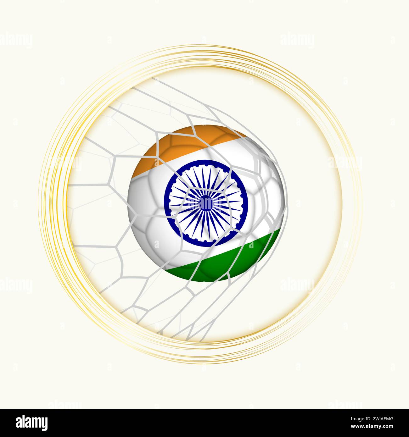 India scoring goal, abstract football symbol with illustration of India ...