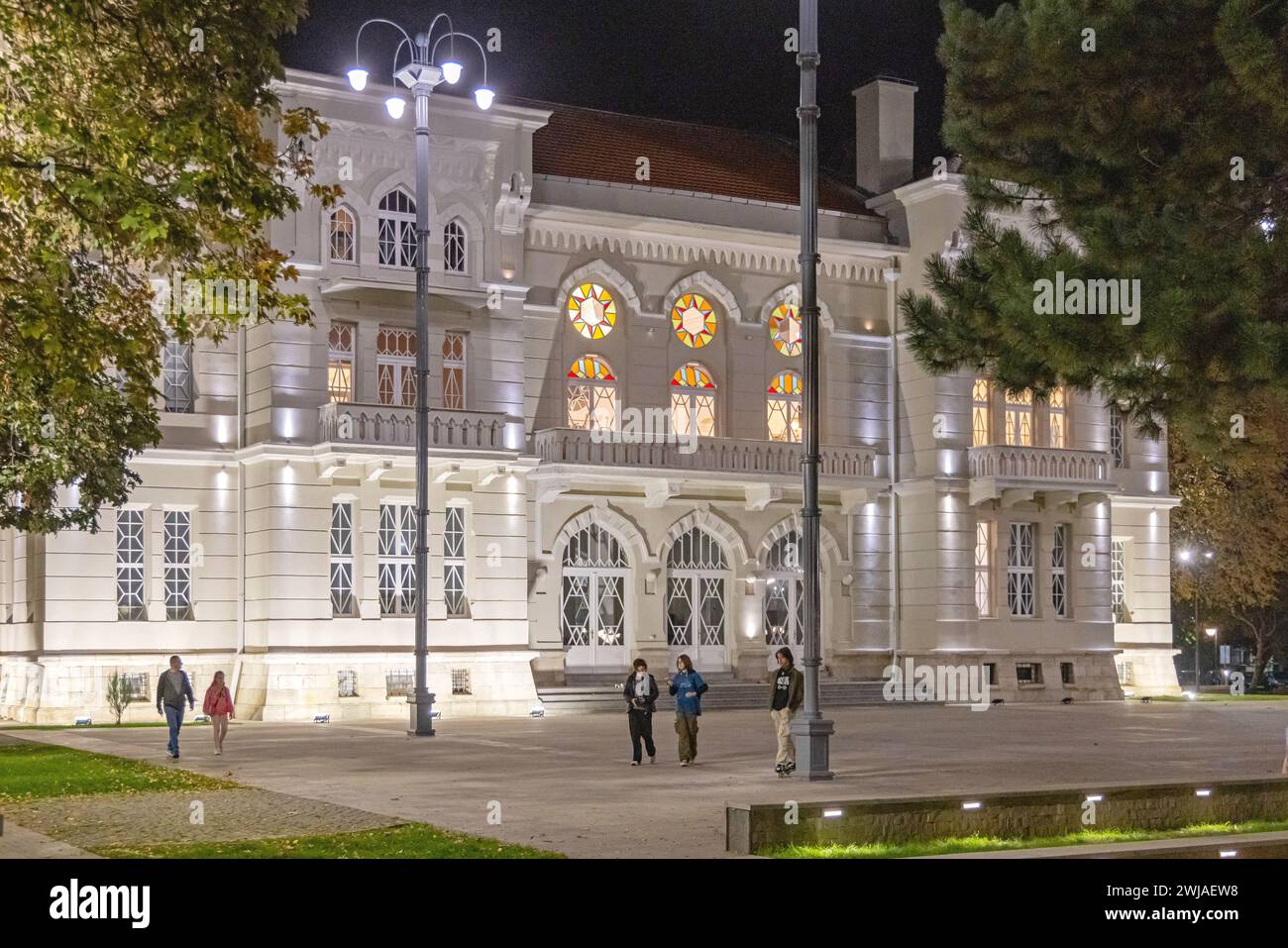 Bitola, North Macedonia - October 22, 2023: Illuminated Building House ...