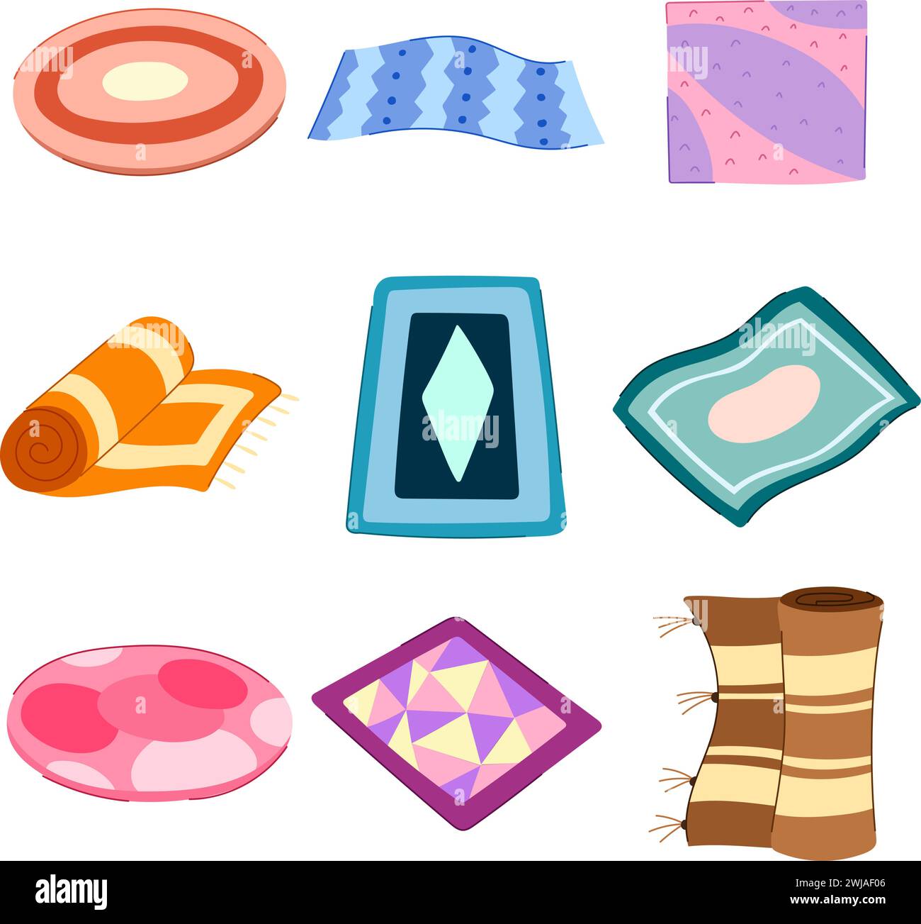 wool carpet set cartoon vector illustration Stock Vector Image & Art ...