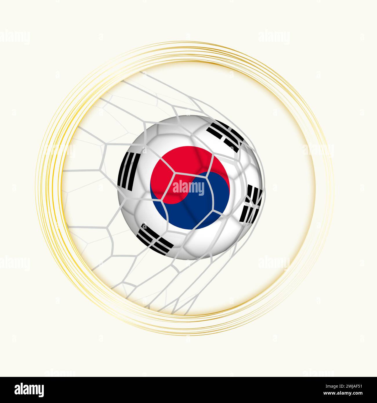 South Korea scoring goal, abstract football symbol with illustration of ...