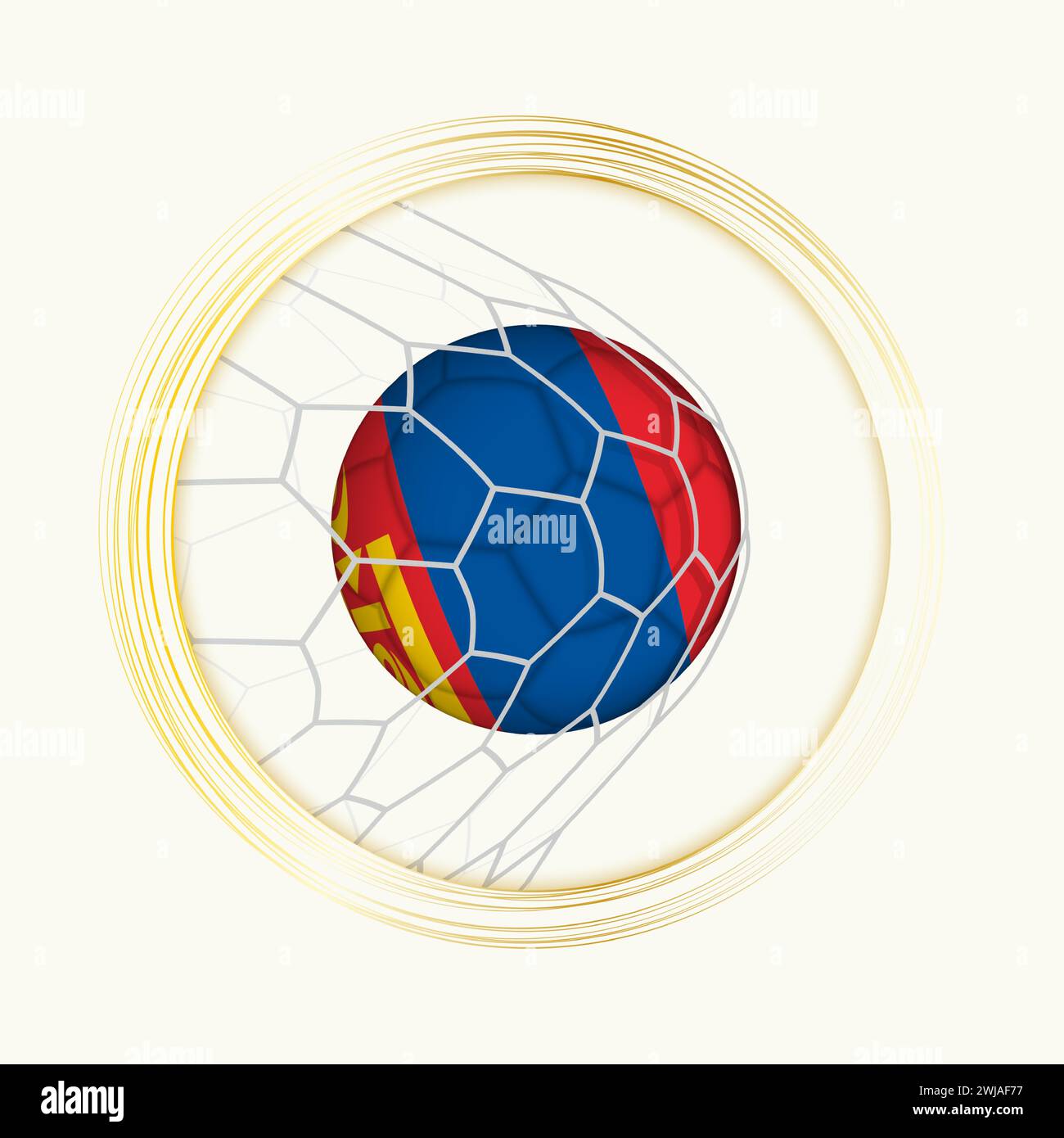 Mongolia scoring goal, abstract football symbol with illustration of ...
