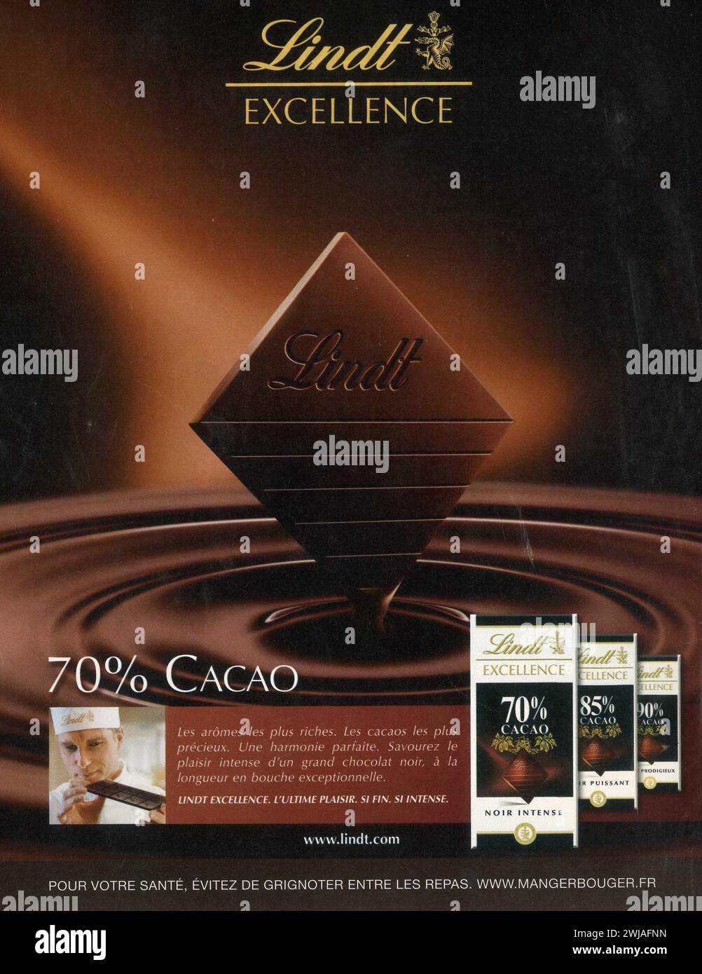 2016 Lindt 70 percent cacao chocolate French print ad Stock Photo - Alamy