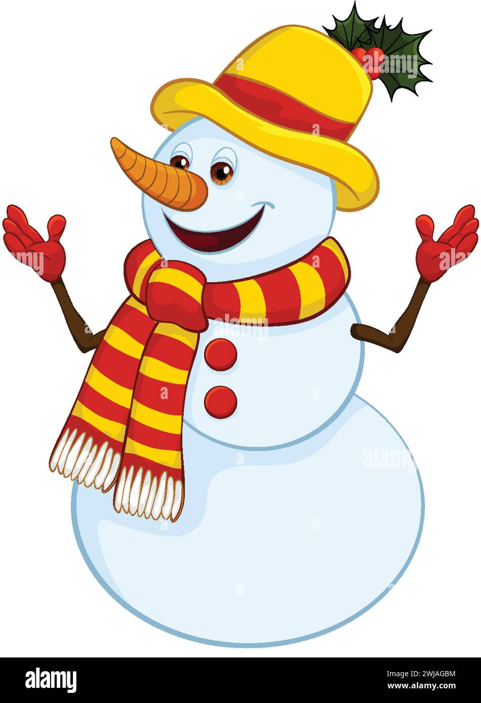 Colorful snowman illustration with festive holiday attire Stock Vector ...