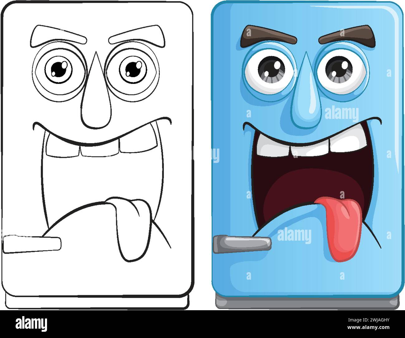 Two cartoon refrigerators showing playful expressions Stock Vector ...
