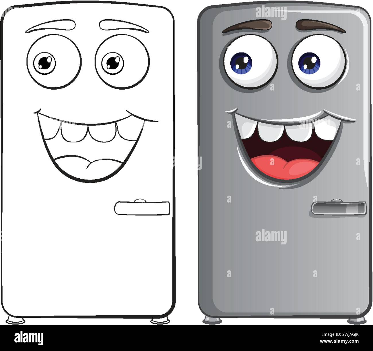 Two animated fridges with cheerful facial expressions Stock Vector ...