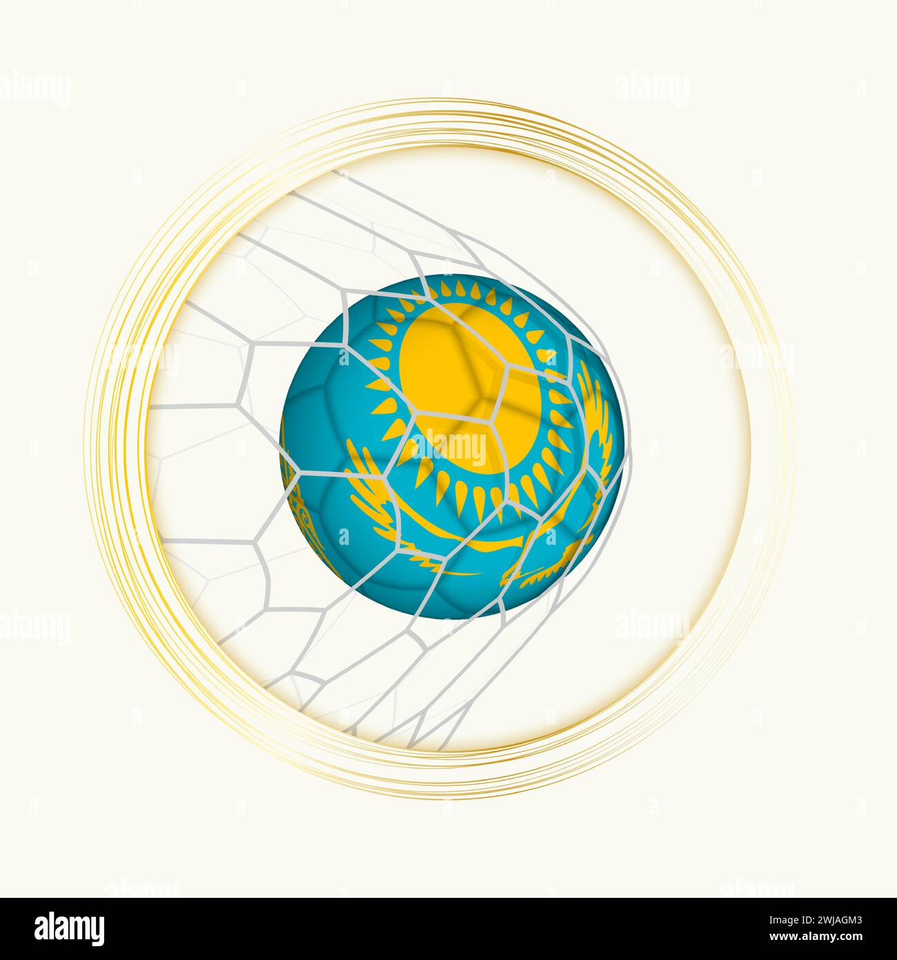 Kazakhstan scoring goal, abstract football symbol with illustration of ...