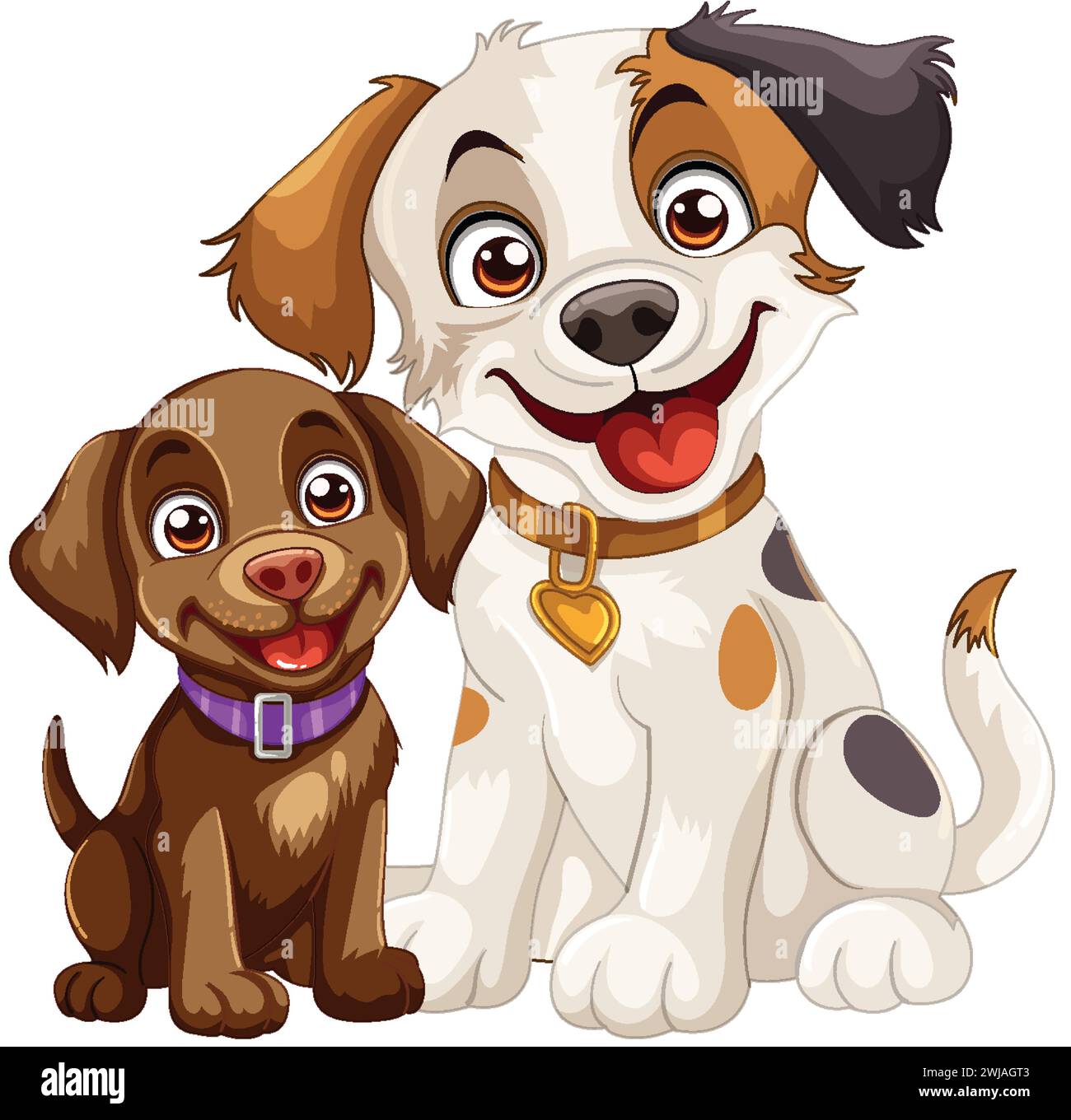 Two happy cartoon dogs sitting together Stock Vector Image & Art - Alamy