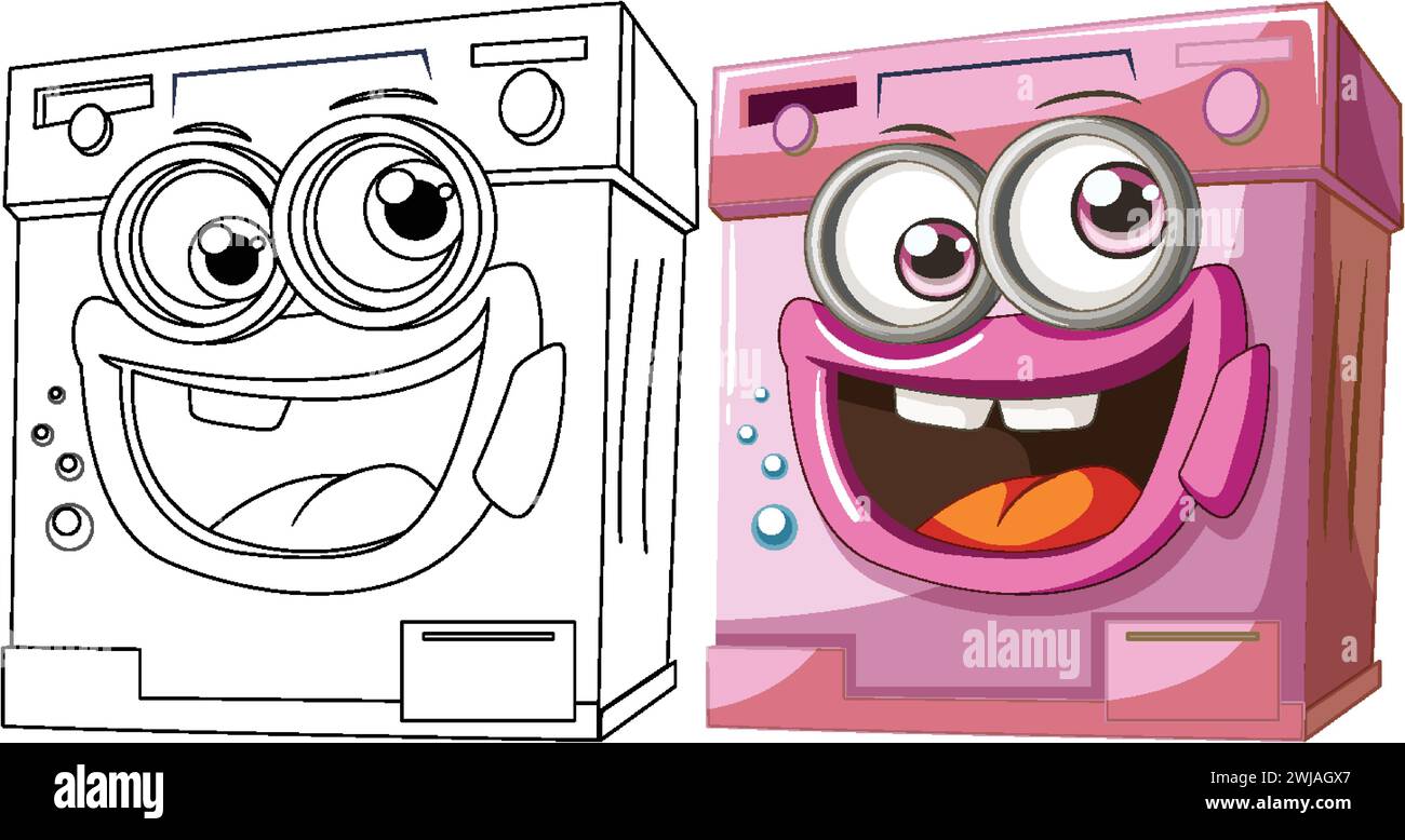 Colorful animated washing machines with cheerful faces Stock Vector ...