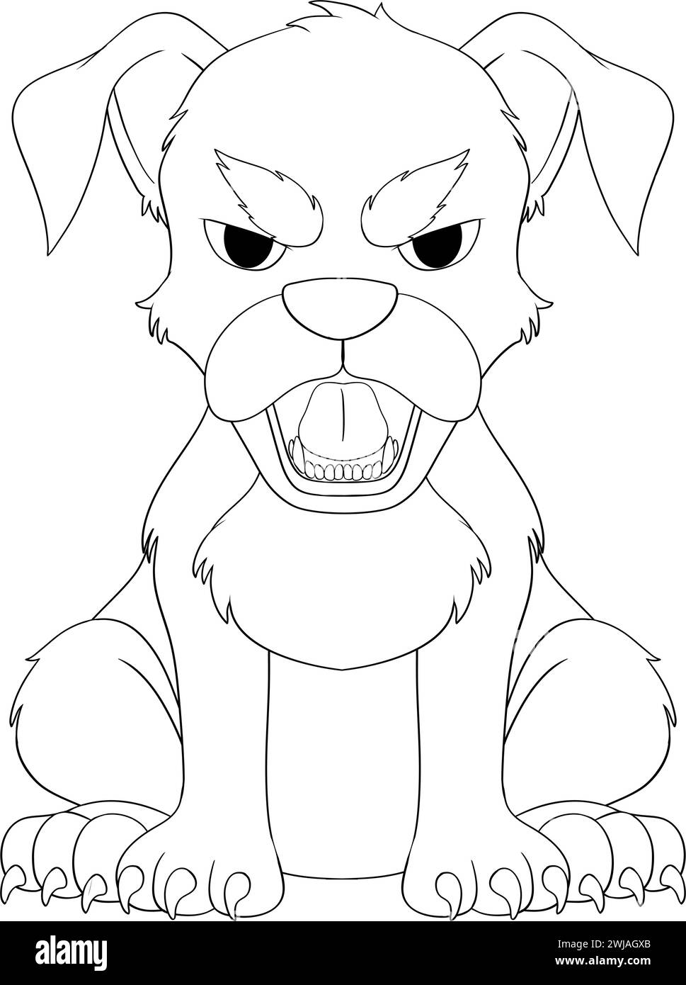 Black and white illustration of a fierce dog Stock Vector Image & Art ...
