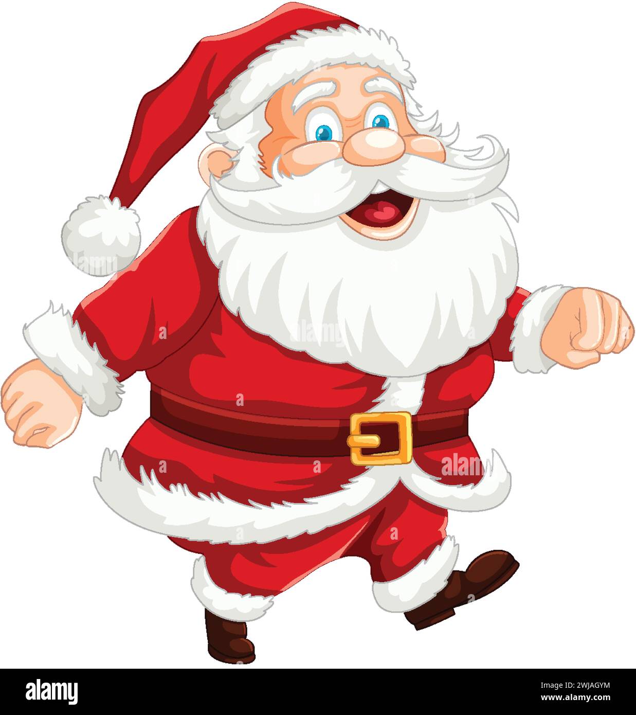 Cartoon Santa Claus running with a happy smile Stock Vector Image & Art ...