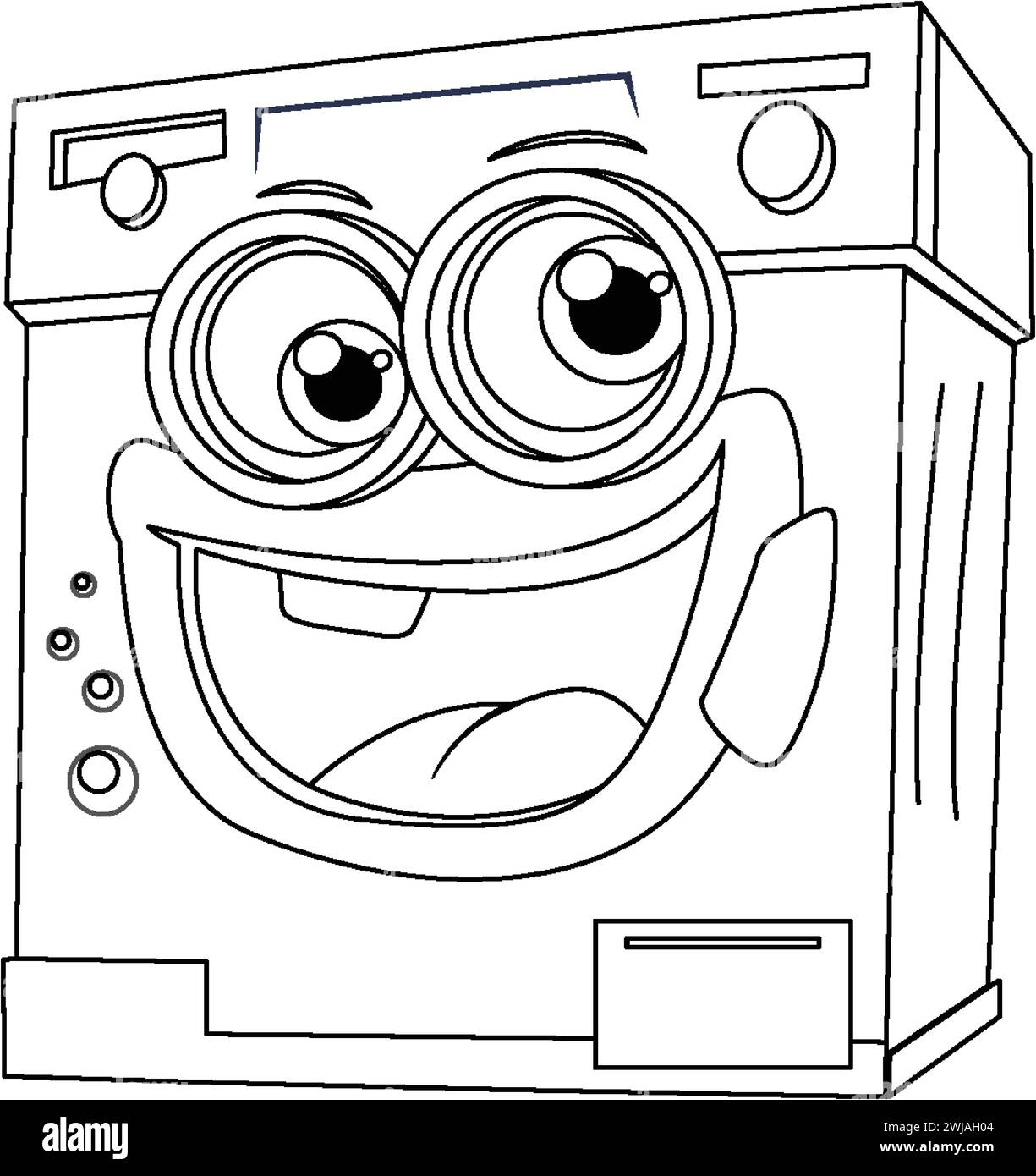 Vector illustration of a cheerful animated washing machine Stock Vector ...