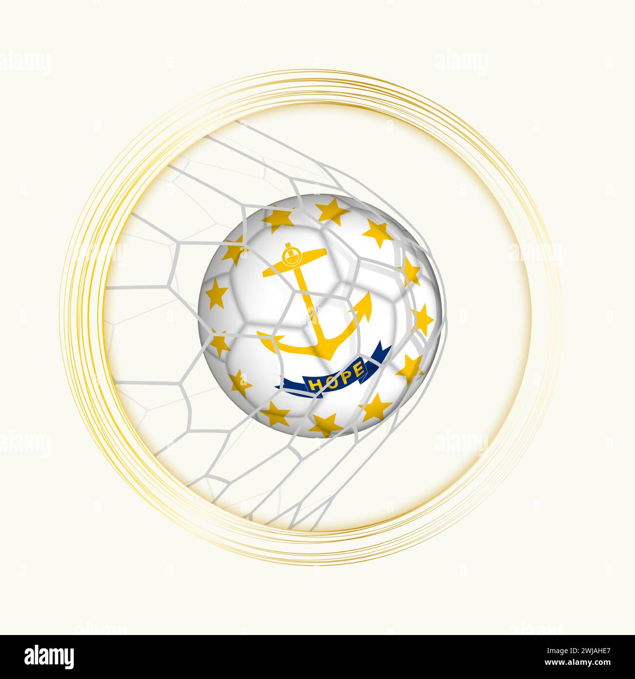 Rhode Island scoring goal, abstract football symbol with illustration ...