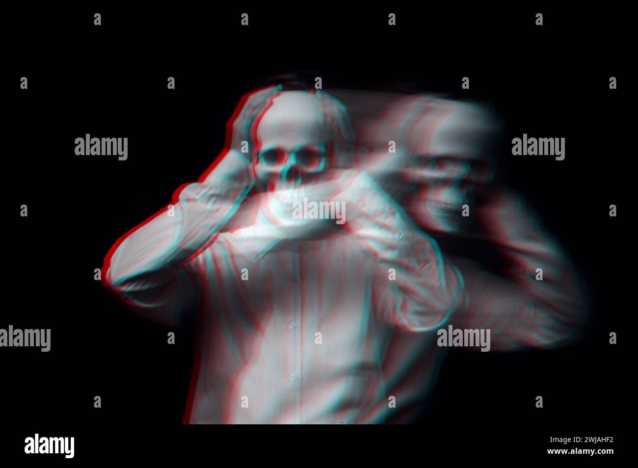 woman is a psychopath with schizophrenia and mental disorders. Portrait ...