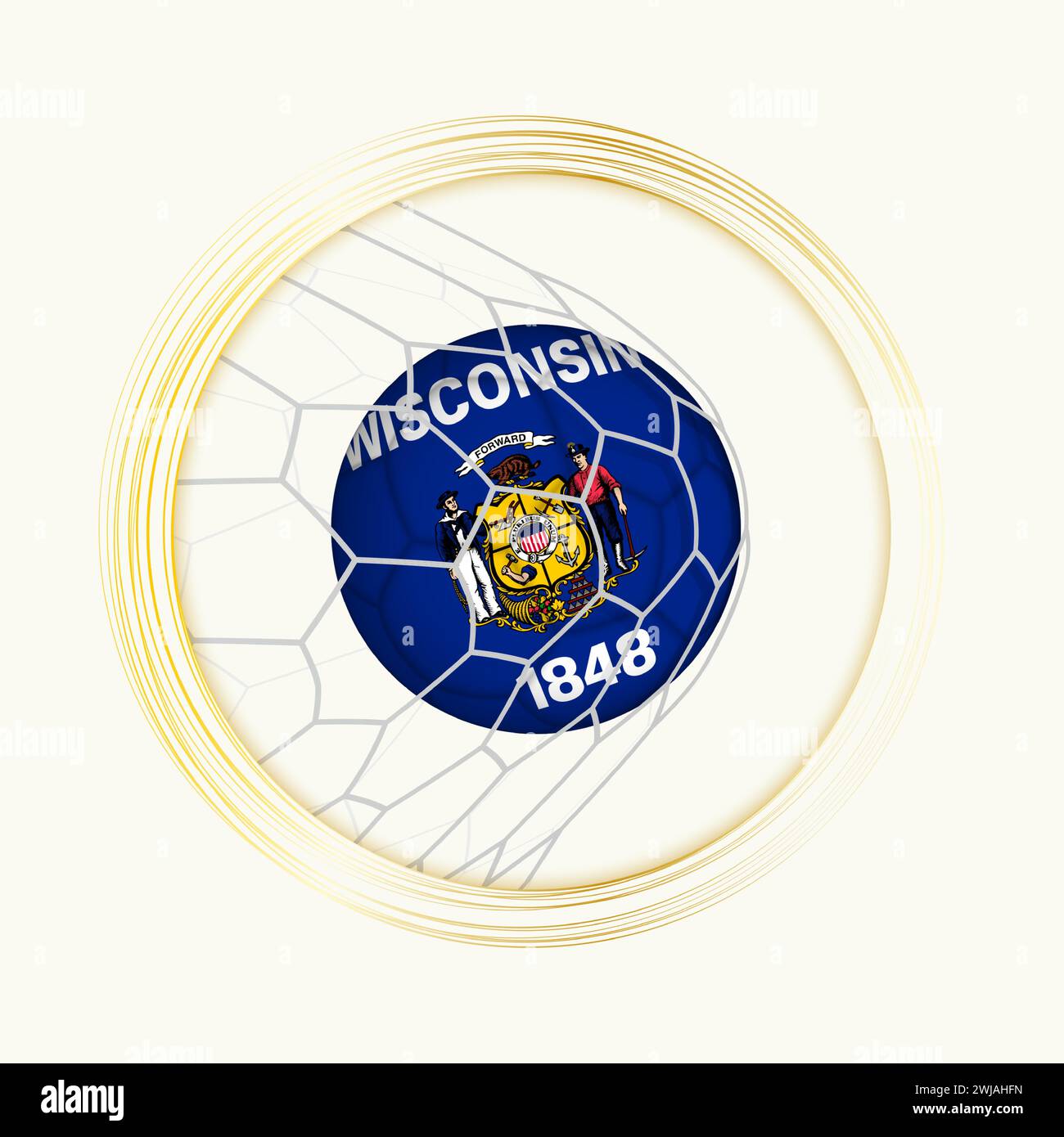 Wisconsin scoring goal, abstract football symbol with illustration of ...