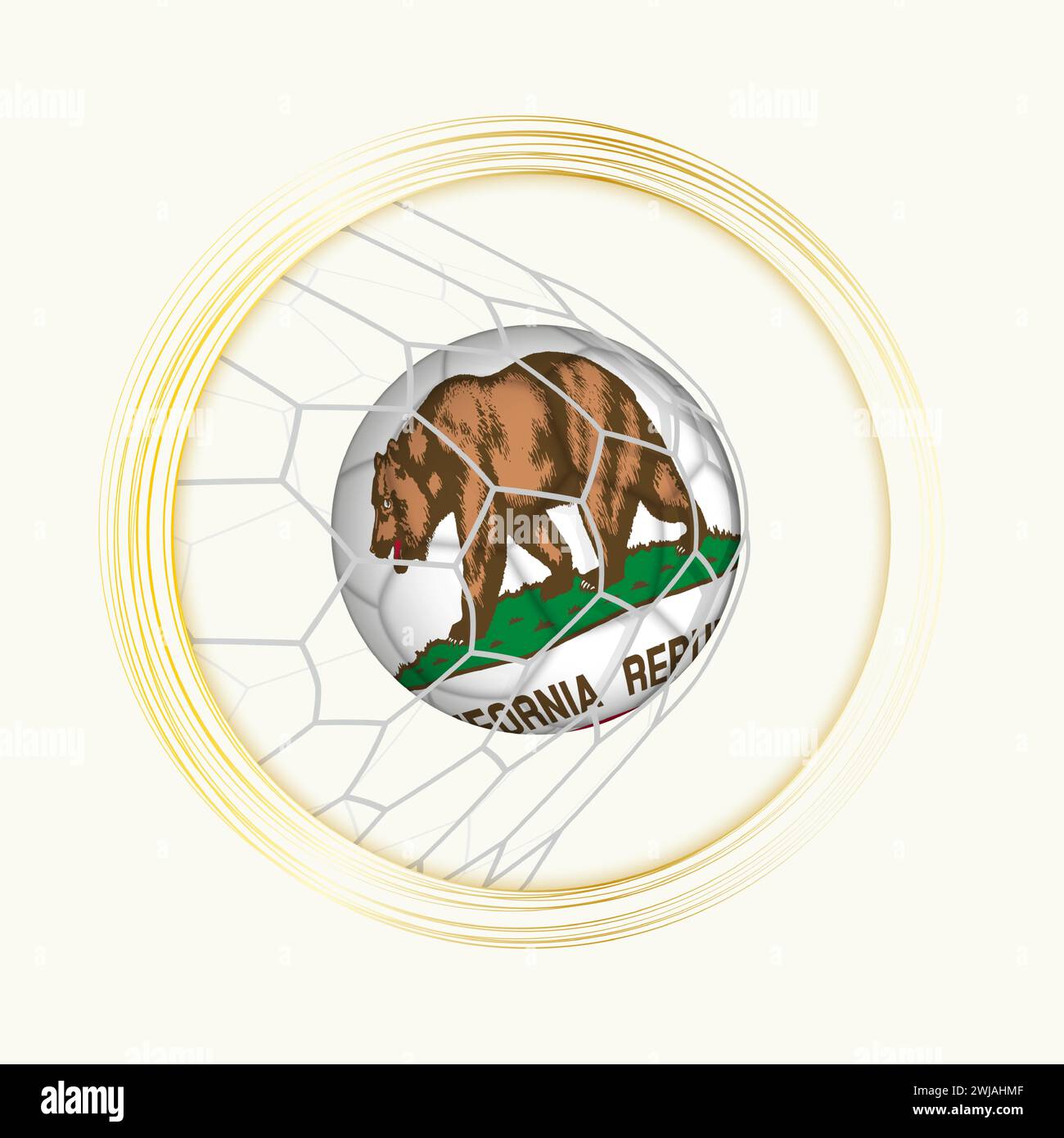 California scoring goal, abstract football symbol with illustration of ...