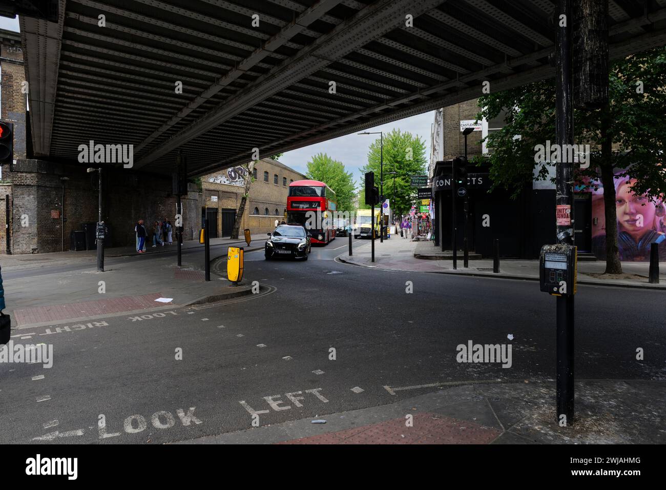 London - 03 06 2022: Crossroad under the Camden Lock bridge in Camden ...