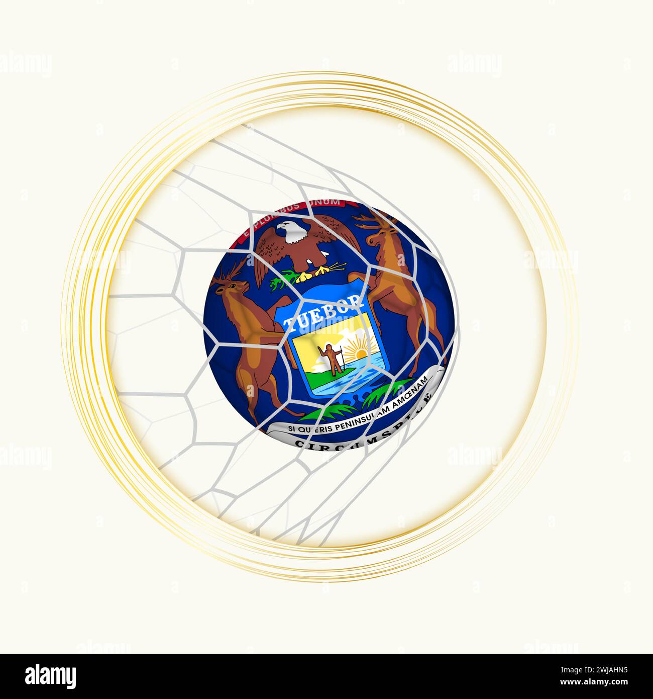 Michigan scoring goal, abstract football symbol with illustration of ...