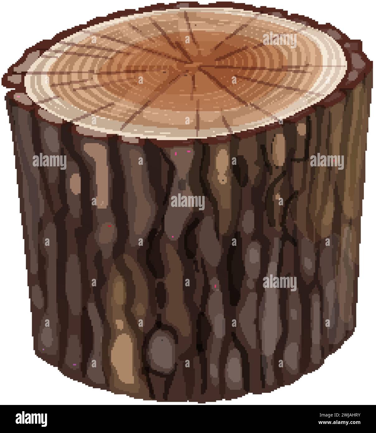 Realistic tree stump with textured bark and rings Stock Vector Image ...