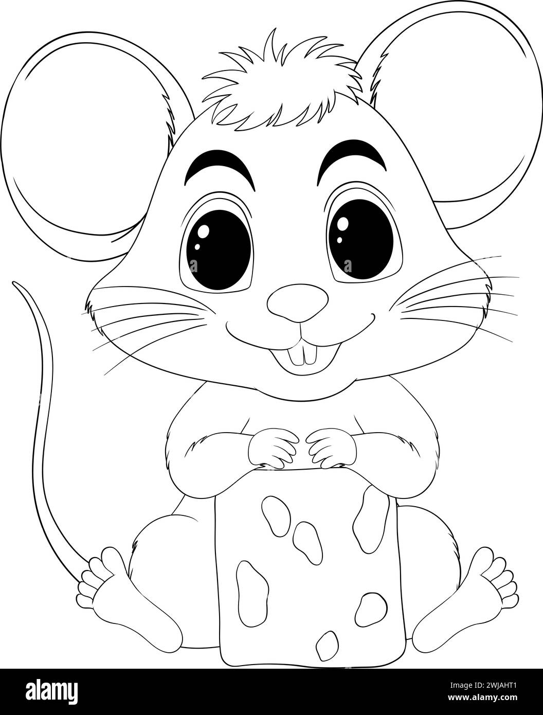 Adorable mouse holding a block of cheese happily Stock Vector Image ...