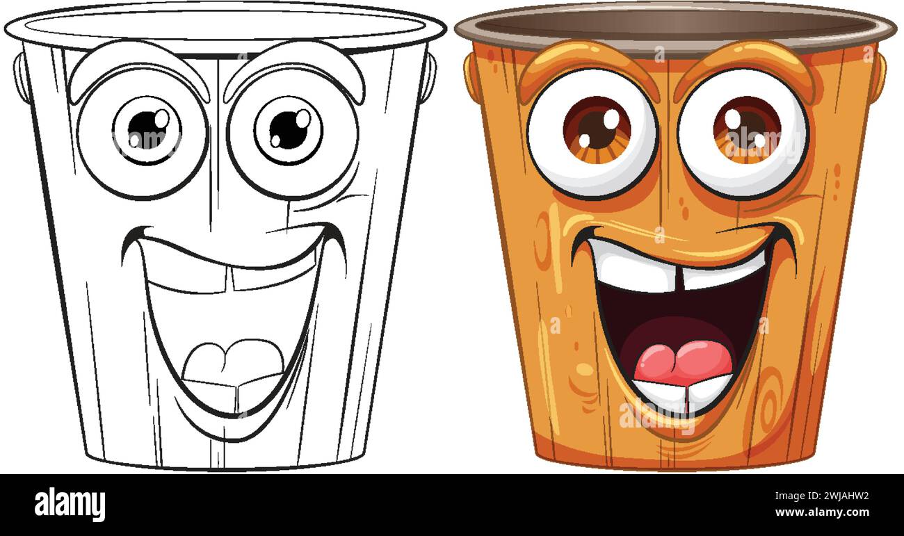 Two smiling animated trash bin illustrations Stock Vector Image & Art ...