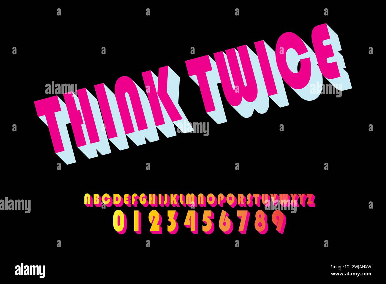 THINK TWICE font style text effect vector Stock Vector Image & Art - Alamy